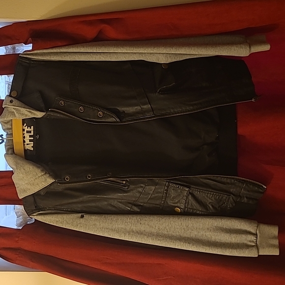 Black Apple | Jackets & Coats | Small Black Apple Twotone Hooded Jacket ...